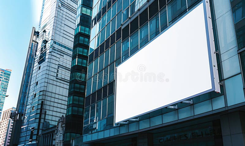 Blank Screen Banner Mockup Displayed on the Modern Building Facade ...
