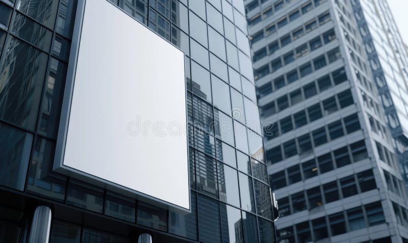 Blank Screen Banner Mockup Displayed on the Modern Building Facade ...