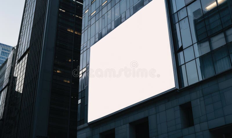 Blank Screen Banner Mockup Displayed on the Modern Building Facade ...