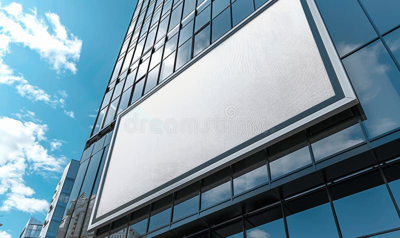 Blank Screen Banner Mockup Displayed on the Modern Building Facade ...