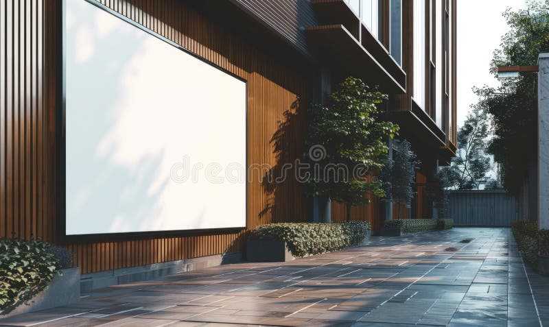 Blank Screen Banner Mockup Displayed on the Modern Building Facade ...