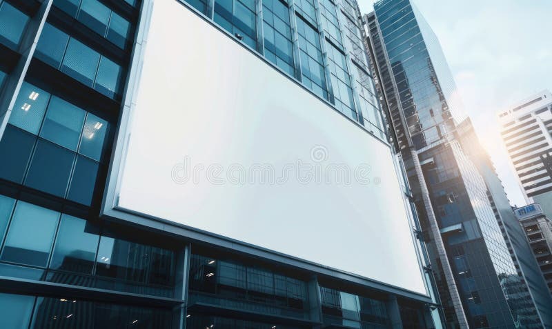 Blank Screen Banner Mockup Displayed on the Modern Building Facade ...