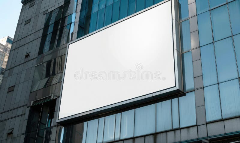 Blank Screen Banner Mockup Displayed on the Modern Building Facade ...