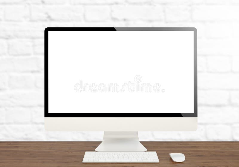 Blank screen computer stock illustration. Illustration of desk - 136778428