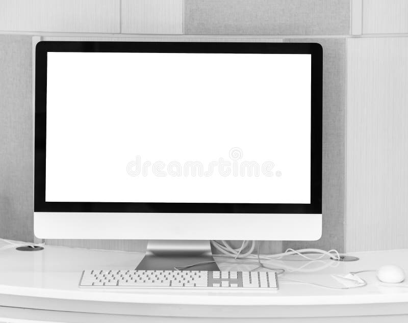 Blank Screen Computer Desktop with Keyboard and Mouse Stock Image ...