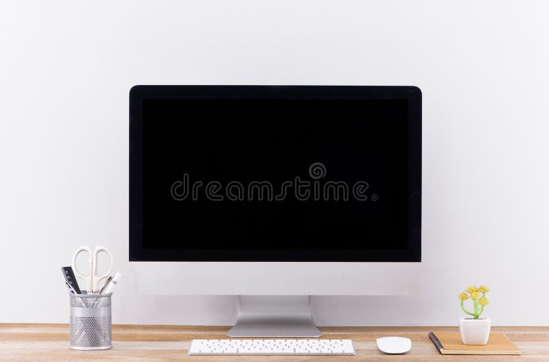 Blank Screen Computer, Desktop PC. for Business on Work Table Front ... Blank Screen Computer, Desktop PC. for Business on Work Table Front ...