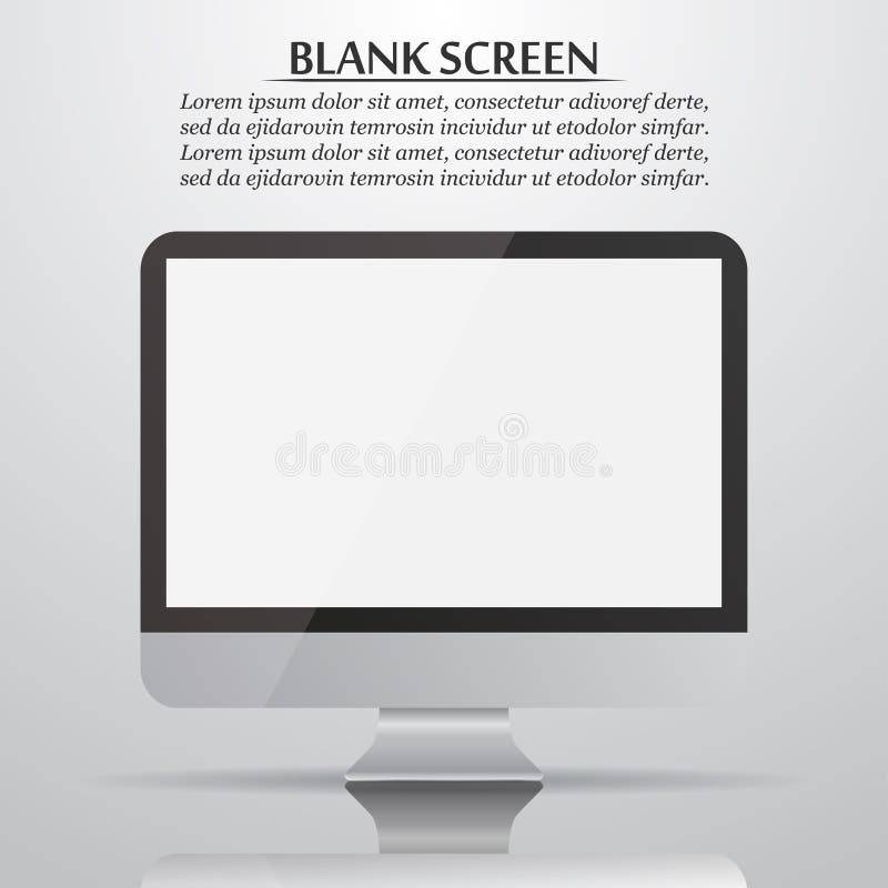 Blank Screen. Computer Monitor with Reflection and Shadow Stock Vector ...