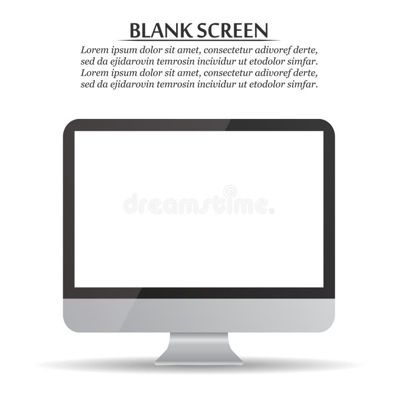 Blank Screen. Computer Monitor on a White Background Stock Illustration ...