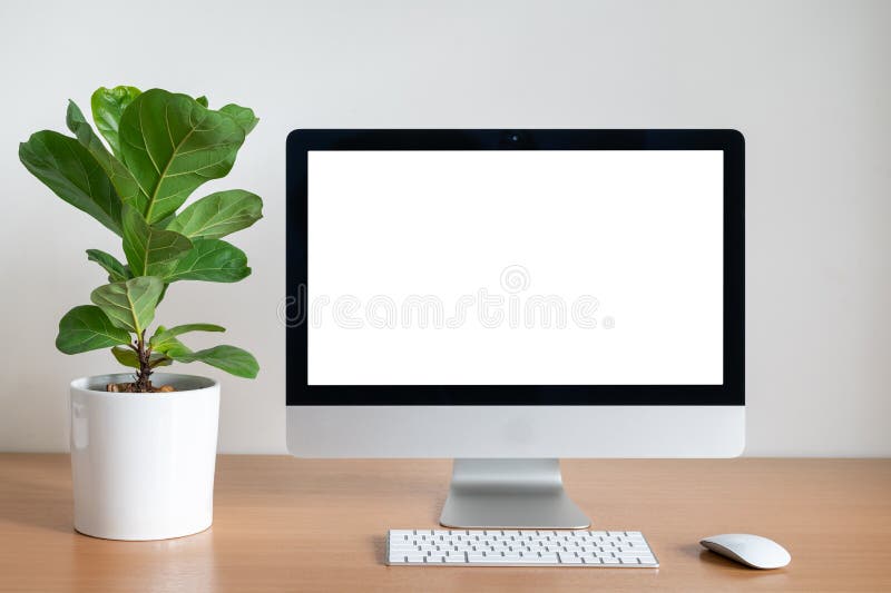Blank Screen of Desktop Computer Stock Photo - Image of desktop, plant ...