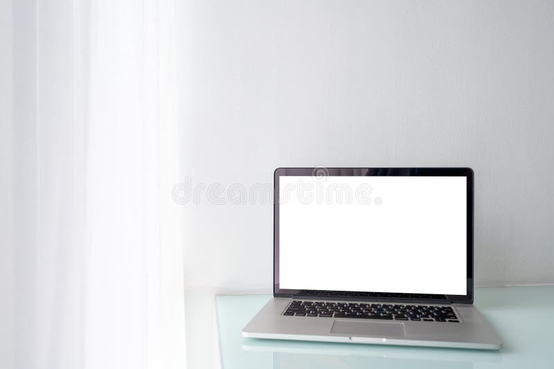 Blank Screen of Laptop Computer on Table Stock Photo - Image of device ...