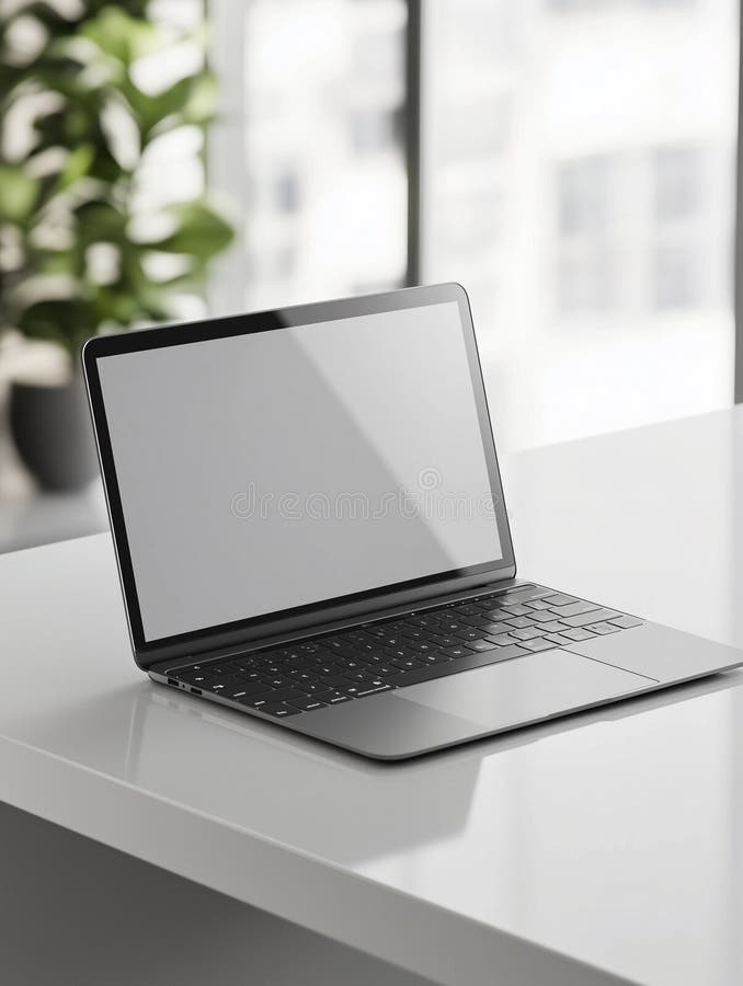 Sleek White Laptop Mockup Minimalist Desk Modern Digital Workspace ...