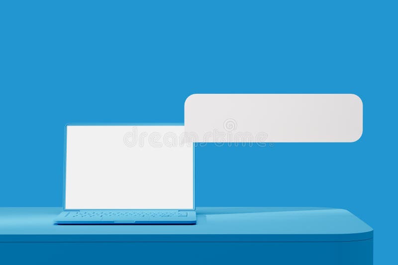 Blank Screen Laptop with Notification, Blue Stock Illustration ...
