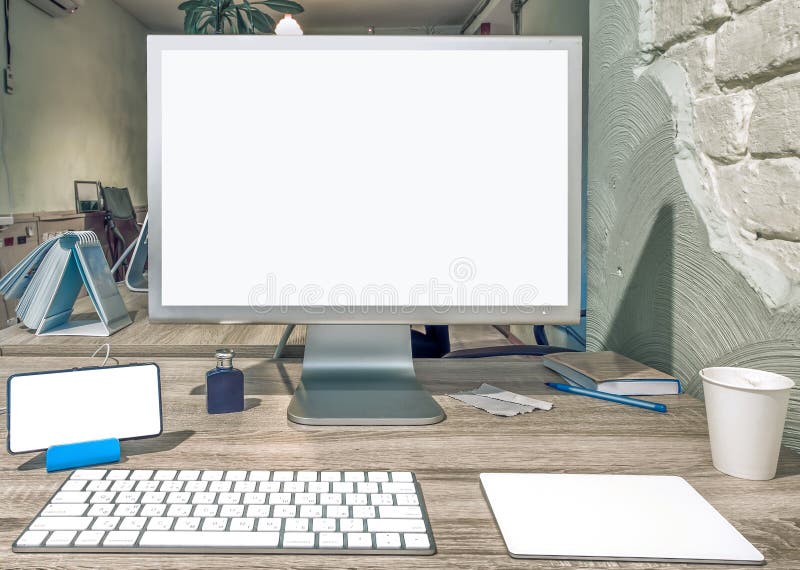 Blank Screen of Modern Desktop Computer. Stock Photo - Image of ...