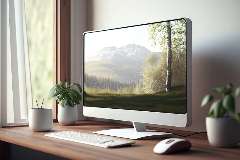 A Blank Screen PC, Computer Mock Up Style. AI Generated Stock ...