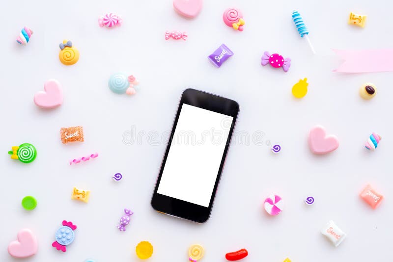 Modern Smartphone with Blank Screen on Isolated White Background. Row ... Modern Smartphone with Blank Screen on Isolated White Background. Row ...