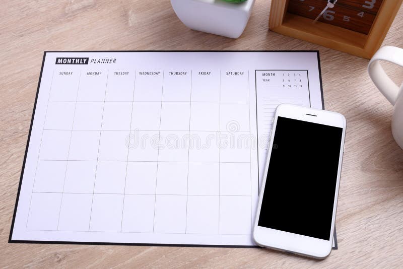 Planner Schedule and Blank Screen Tablet Stock Photo - Image of ...