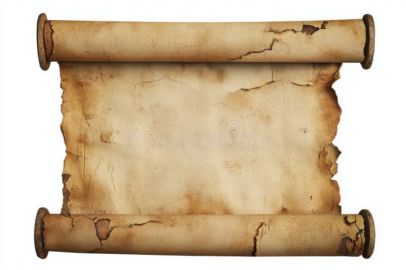 Blank Scroll or Manuscript Sheet from Top View, Antique Parchment with ...