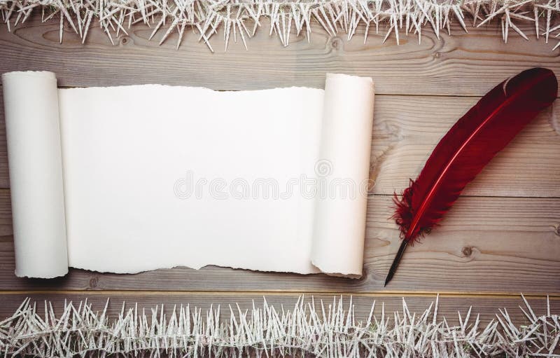 Blank Scroll Paper and Quill Stock Image - Image of blank, quill: 255328563