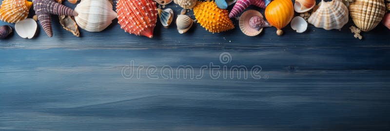 Blank Seashell Frame Banner Template with Empty Space for Custom Text ...