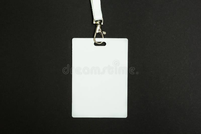Blank Security Tag with Neck Band Isolated on Black Background Stock ...