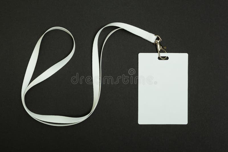 Blank Security Tag with Neck Band Isolated on Black Background Stock ...