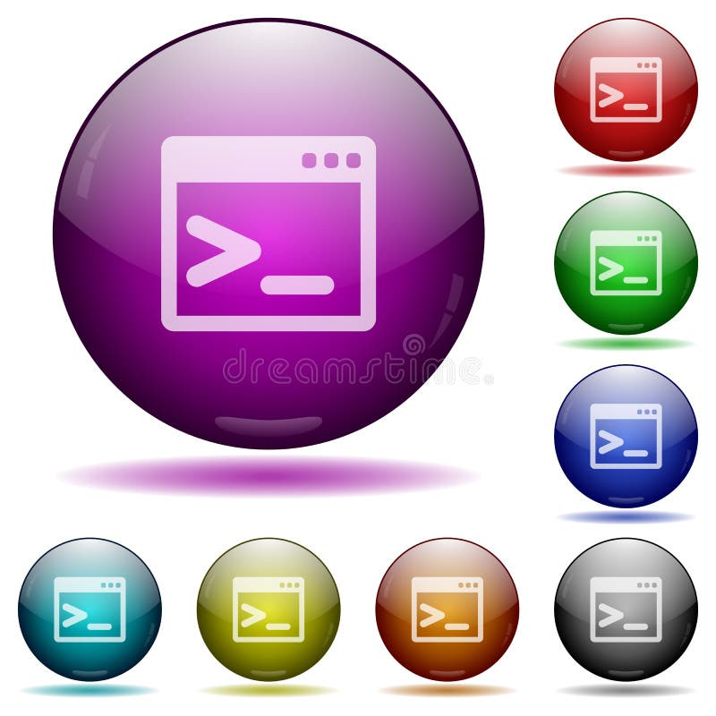 Set of Color Command Prompt Glass Sphere Buttons Stock Vector ...