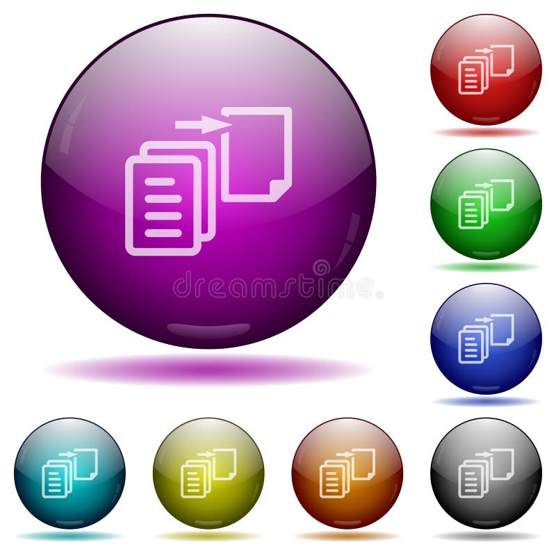 Set of Color Move File Glass Sphere Buttons Stock Vector - Illustration ...