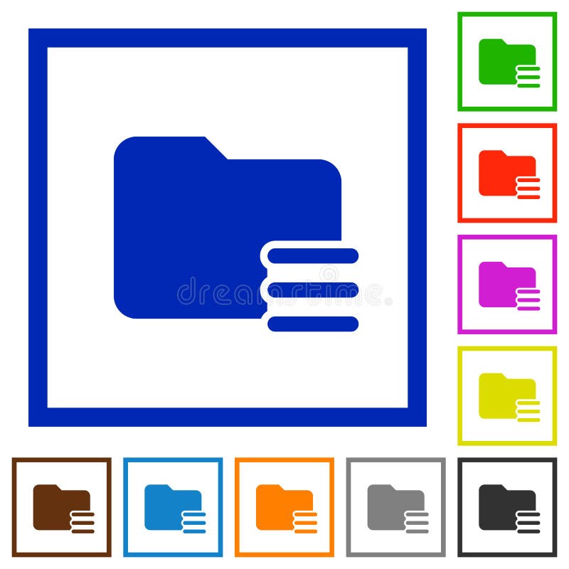 Set of Square Framed Folder Options Flat Icons Stock Vector ...