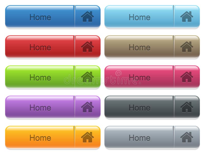 Set of Home Glossy Captioned Menu Buttons with Engraved Icons Stock ...