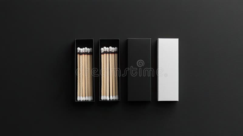 Blank Set of Matchbox for Mockup on Black Background Stock Illustration ...