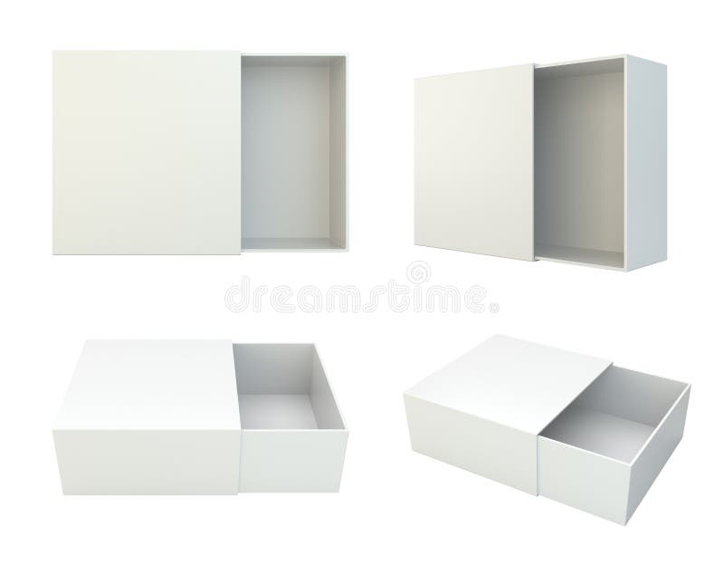 Blank Set Open Box Isolated on White Background Stock Illustration ...