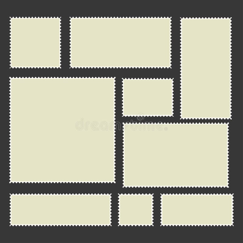 Blank Set Postage Stamps Collection. Postage Stamps Frames for Mail ...