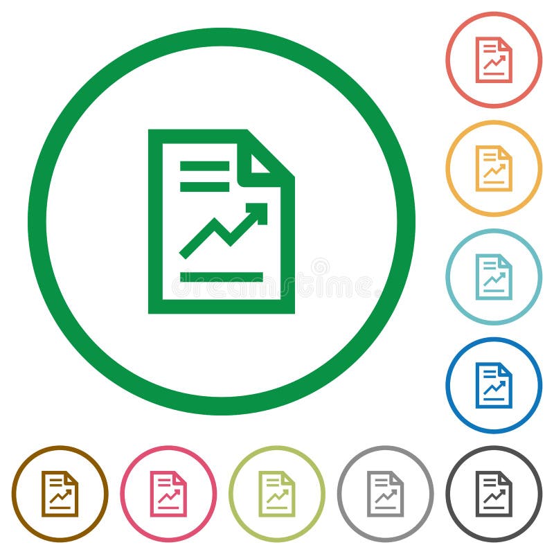 Set of Report Color Round Outlined Flat Icons Stock Vector ...