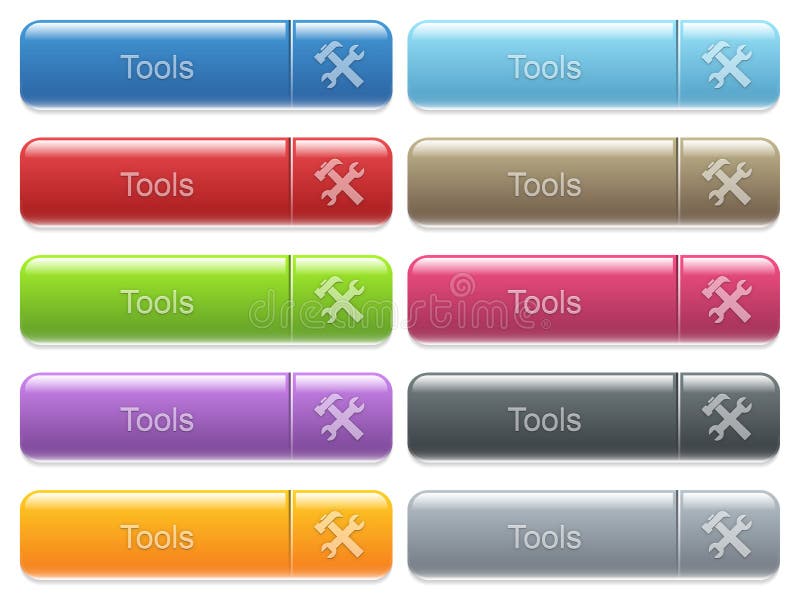 Set of Tools Glossy Color Captioned Menu Buttons Stock Vector ...