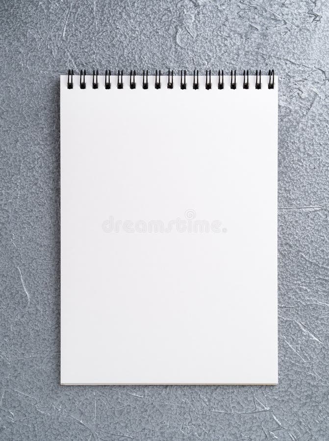 Blank Sheet of Notebook with a Spiral on a Neutral Gray Textured Stock ...