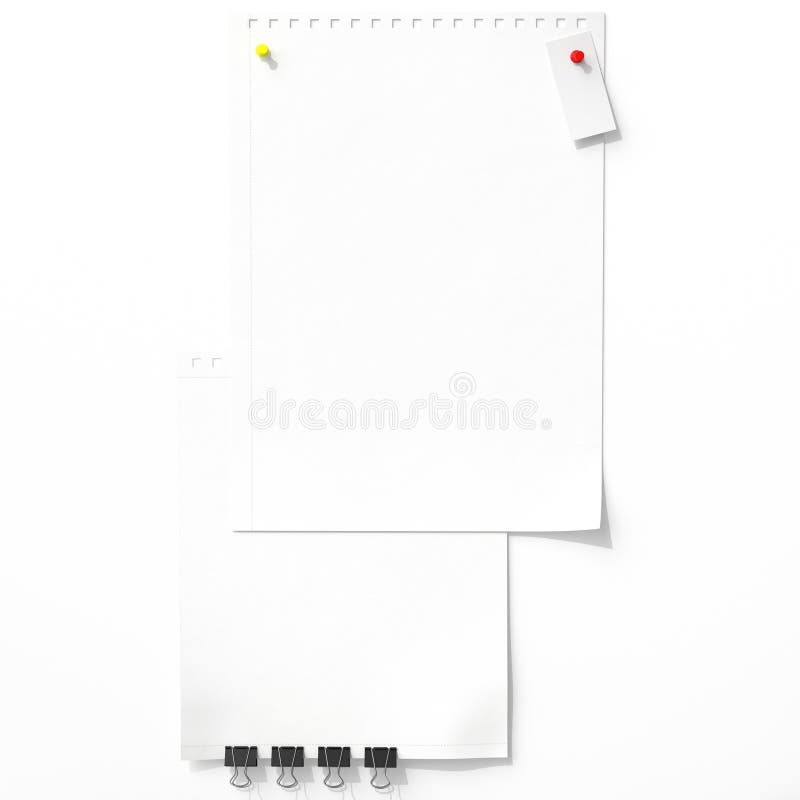A Blank Sheet of Paper Attached To the Wall Stock Illustration ...