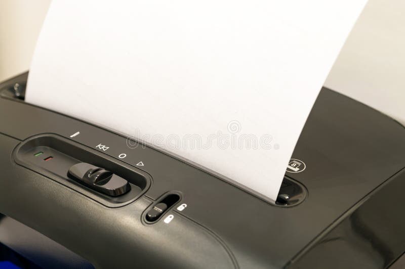 A Blank Sheet of Paper Inserted into the Shredder Machine To Destroy ...