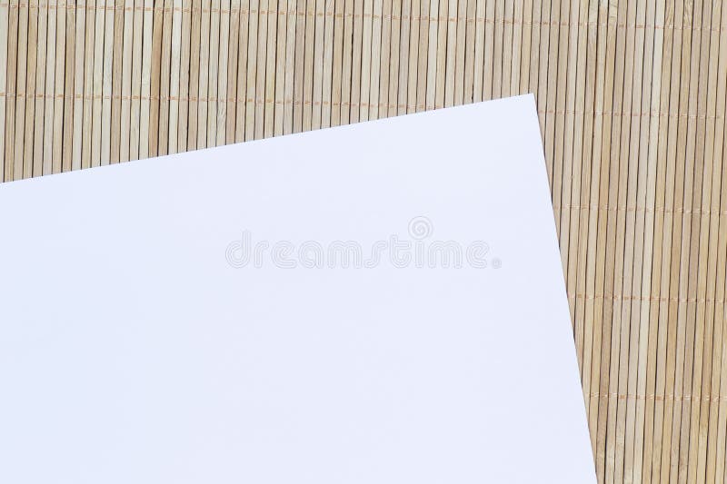 Blank Sheet of Paper Laying on Bamboo Mat Stock Image - Image of page ...