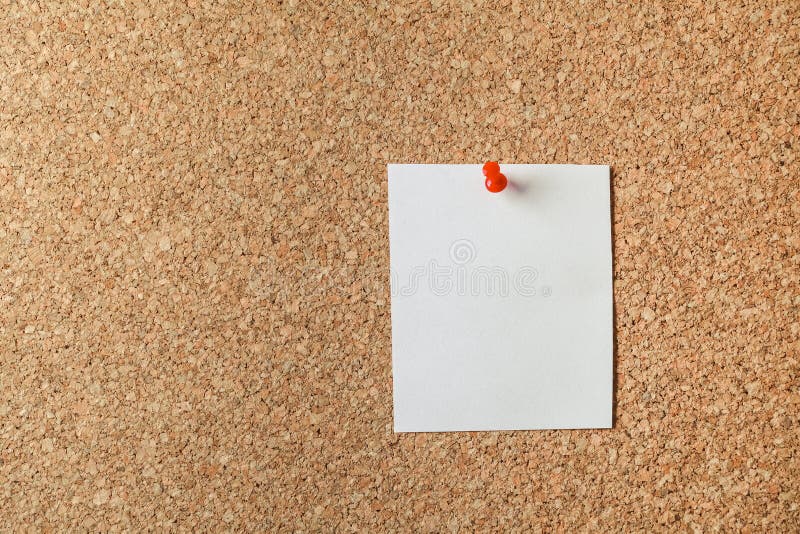 Blank Sheet of Paper for Notes Pinned To Cork Notice Board Stock Photo ...