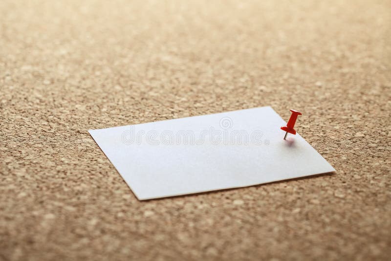 Blank Sheet of Paper for Notes Pinned To Cork Notice Board Stock Photo ...