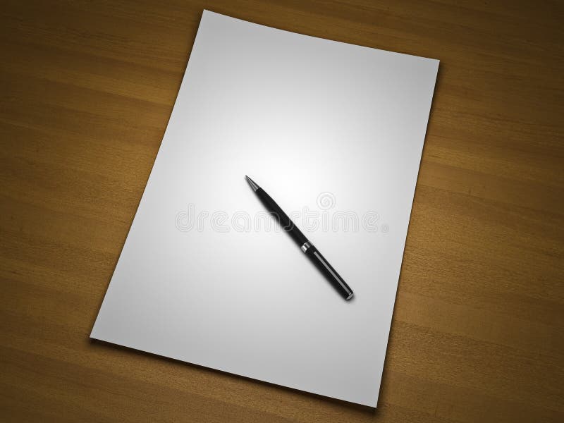 Blank Sheet of Paper with Pen Stock Illustration - Illustration of ...