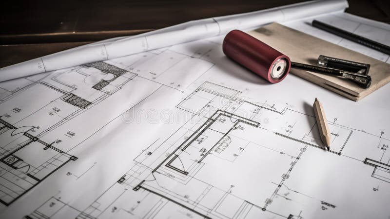 Blank Sheet, Pencil and Drawing on Paper.Generative AI Stock ...