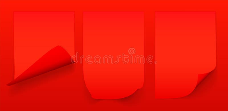 Blank A4 Sheet of Red Paper with Curled Corner and Shadow, Template for ...