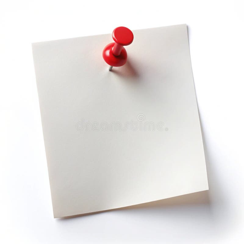 Blank Sheet with Red Pushpin Isolated on White Background Stock ...