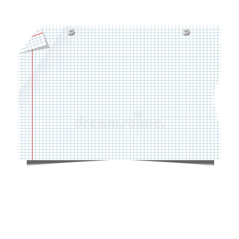 Blank Sheet Squared Copybook Paper on Pins Memo Note Vector Stock ...