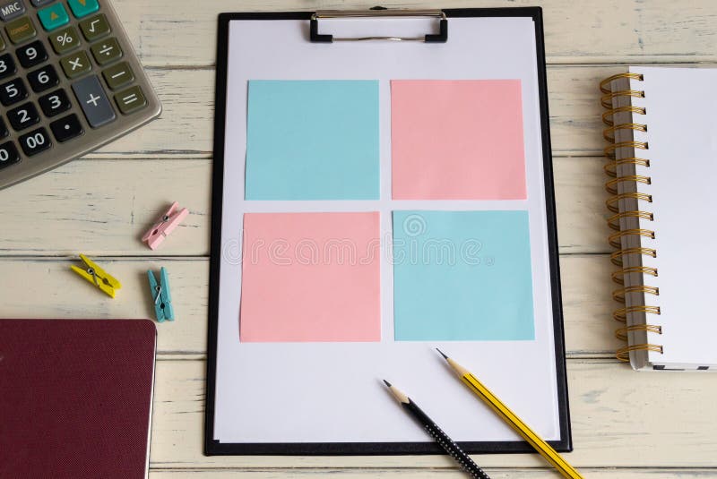 Blank Sheet Tablet Colored Post Notes Pen Calculator Stock Photos ...