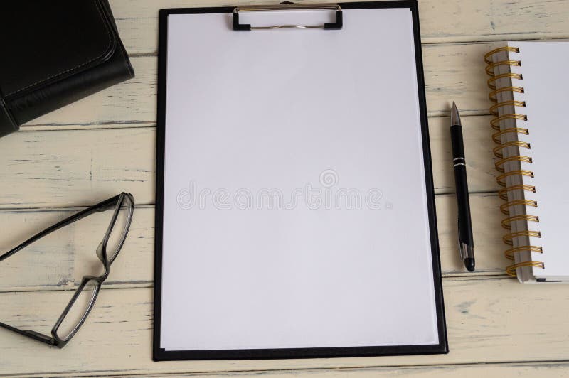 Blank Sheet Tablet, Colored Post-it Notes, Pen. Calculator Stock Photo ...