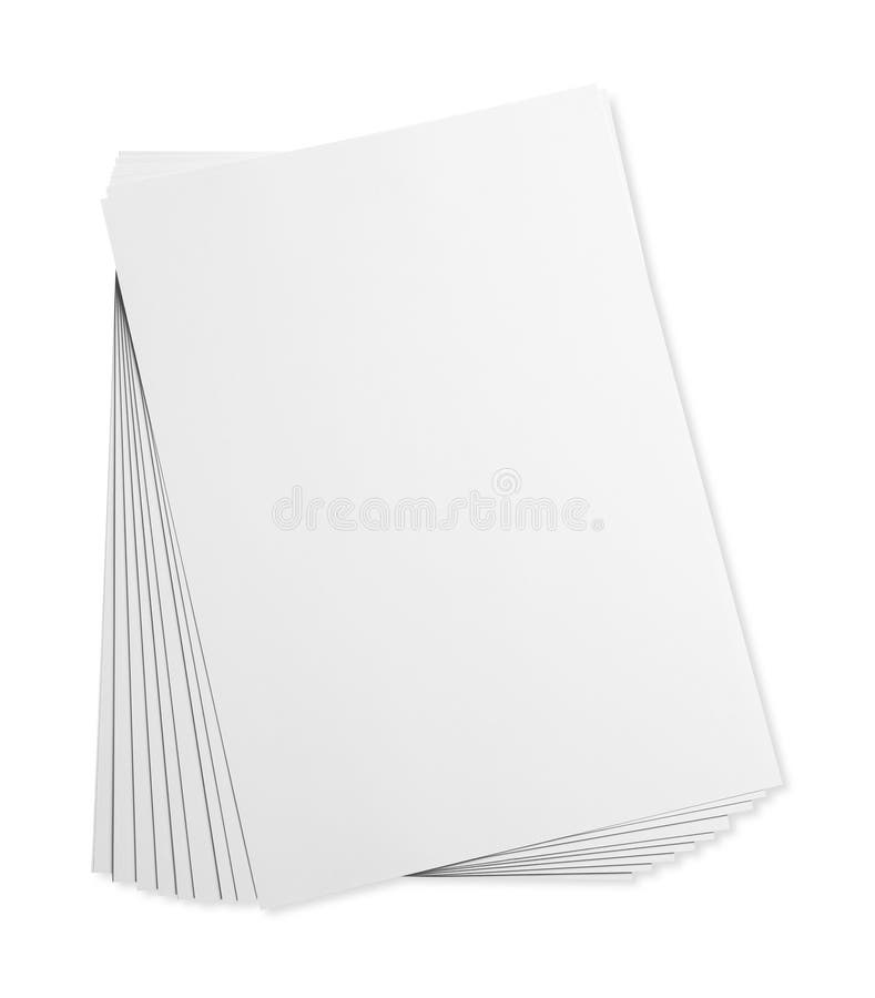Blank Sheets of Paper on White Background, Top View Stock Illustration ...