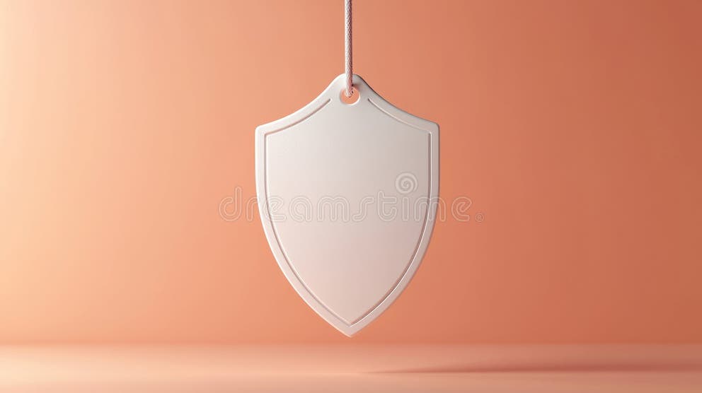 Blank Shield Hanging on a Peach Background Stock Image - Image of copy ...