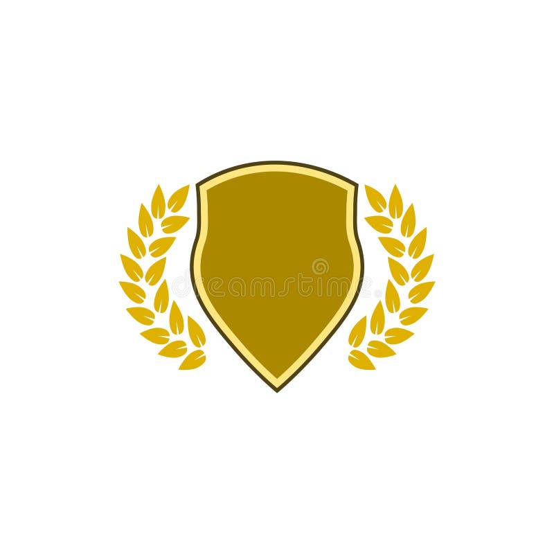 Blank Shield with Laurel Wreath Icon Isolated on White Background Stock ...